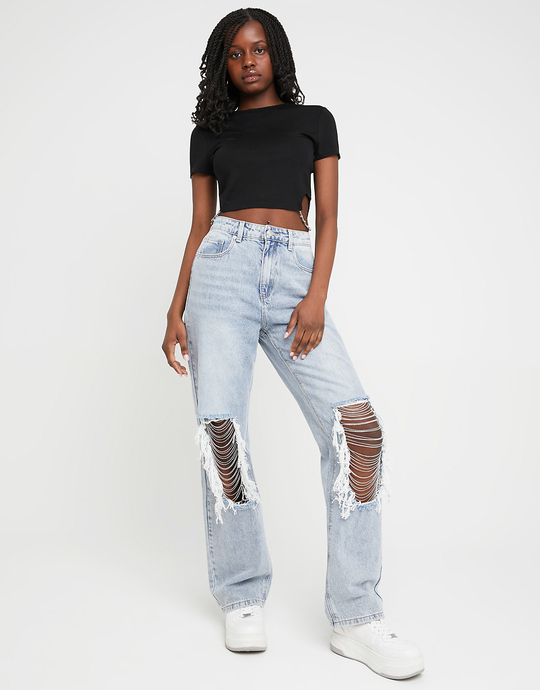 Destroy Straight Leg Jeans with Chains Embellishment | TALLY WEiJL Germany