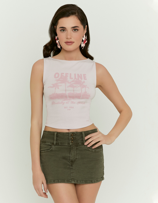 Rosa Baumwolltop mit Print | TALLY WEiJL Deutschland