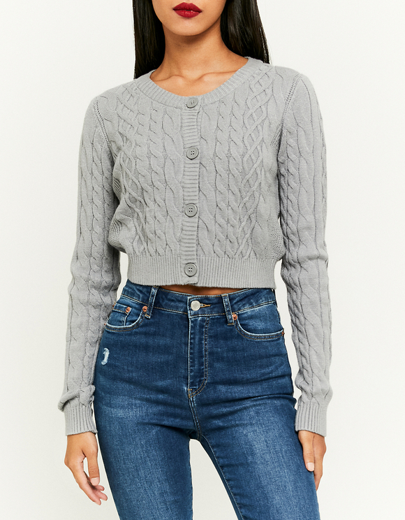 Grey Buttoned Cable knit Cardigan | TALLY WEiJL Switzerland